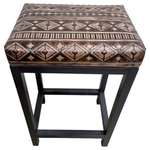 Counter Stool / Bar Stool Genuine Leather Aztec Embossed - Various Seat ...