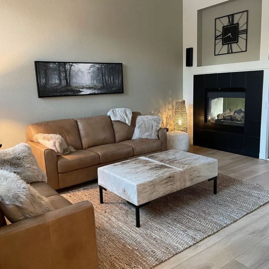 Custom Made Cowhide and Steel Ottoman - Select Your Own Hide Pattern ...