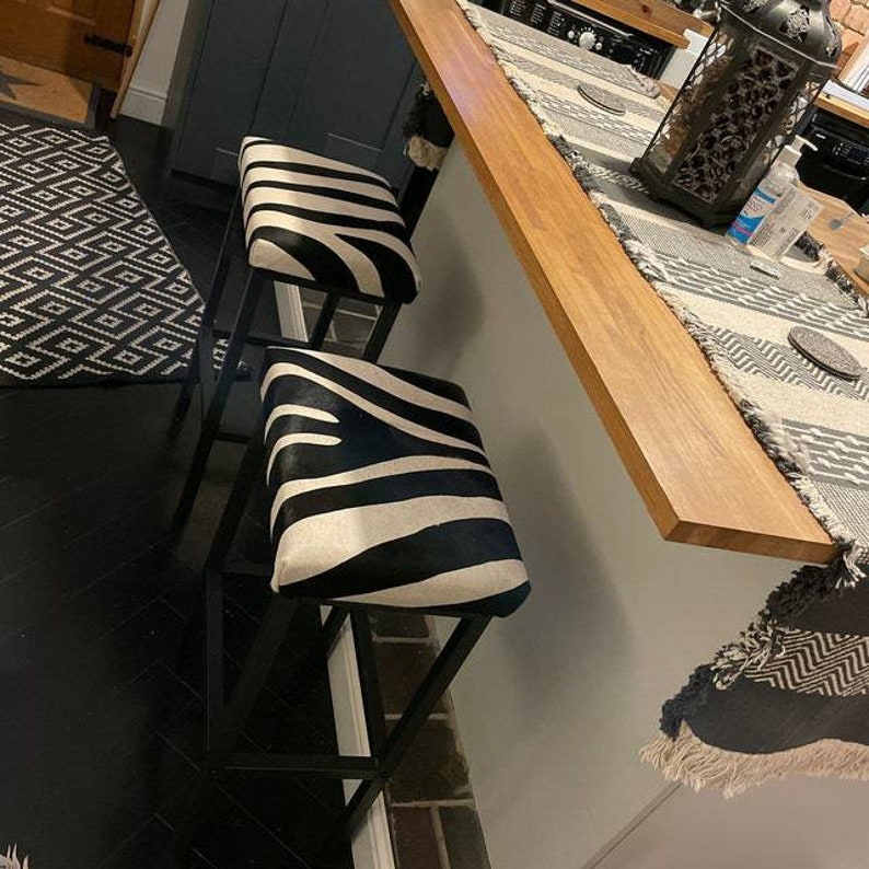 Zebra Style Bespoke Custom-made Cowhide Bar Stool - Counter Top ...