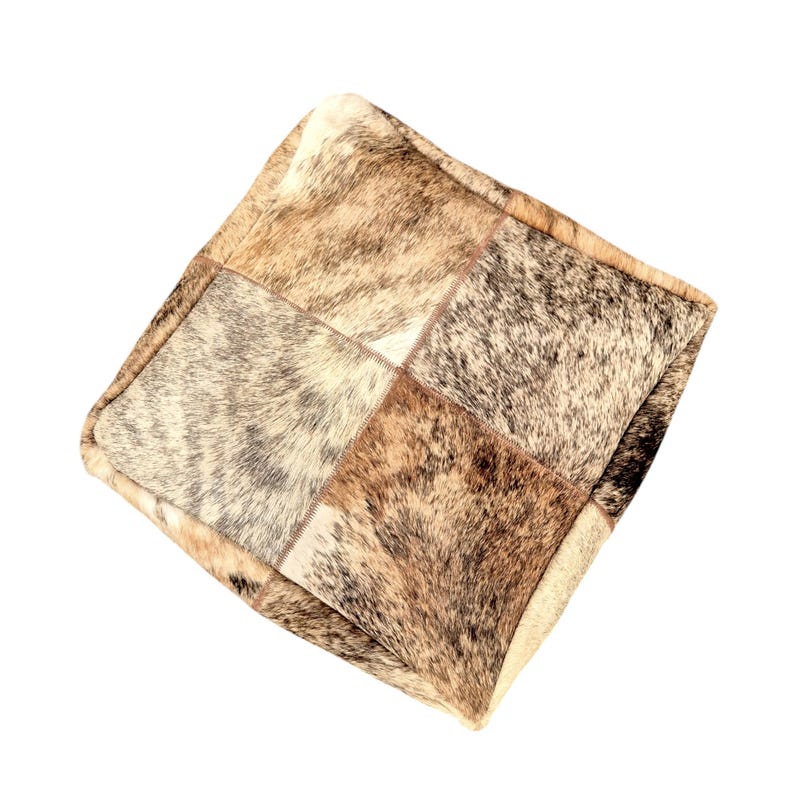 Genuine Cowhide Patchwork Bean Bag Cube Handmade in Beige Brindle ...