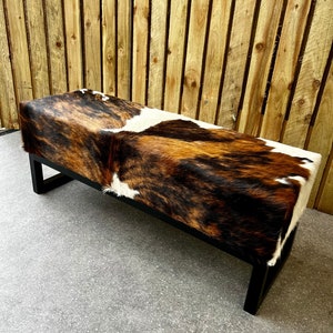 Cowhide Bench / Cowhide Ottoman - Genuine Cowhide With Steel Frame ...