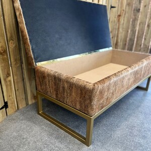 The Liberty Cowhide and Steel Storage Ottoman / Storage Chest Handmade ...