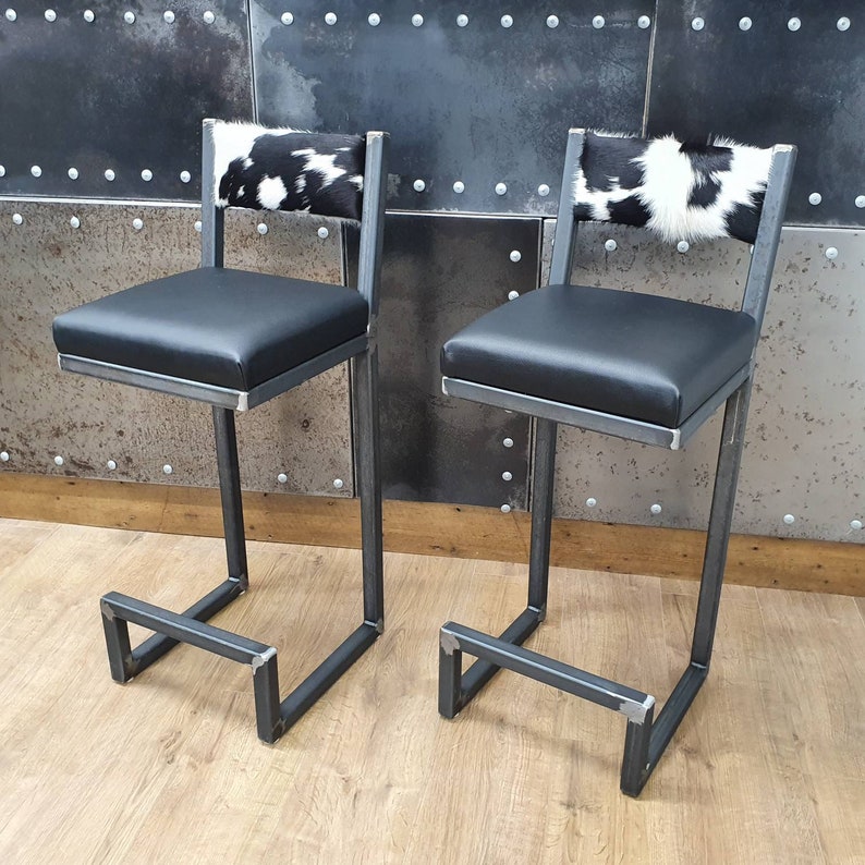 CUSTOM-MADE / Bespoke Cowhide & Leather Topped Steel Bar - Etsy