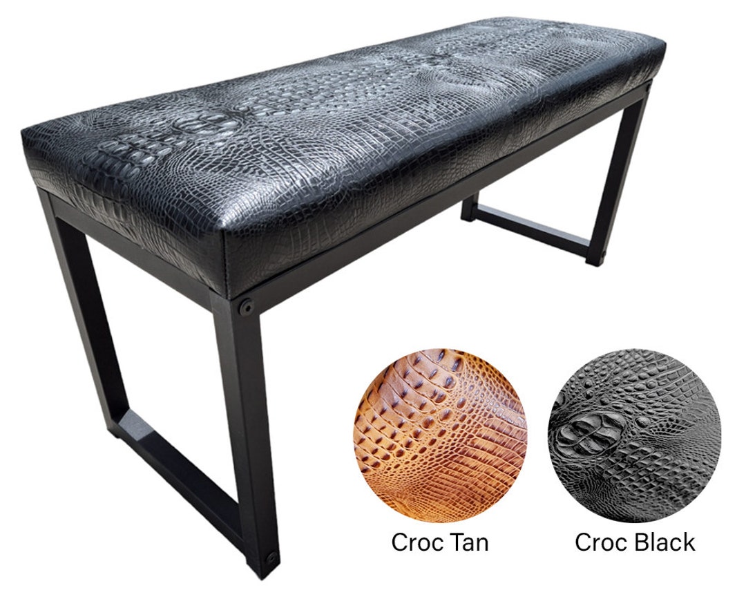 Crocodile Genuine Leather Bench With Embossed Crocodile Look Pattern ...