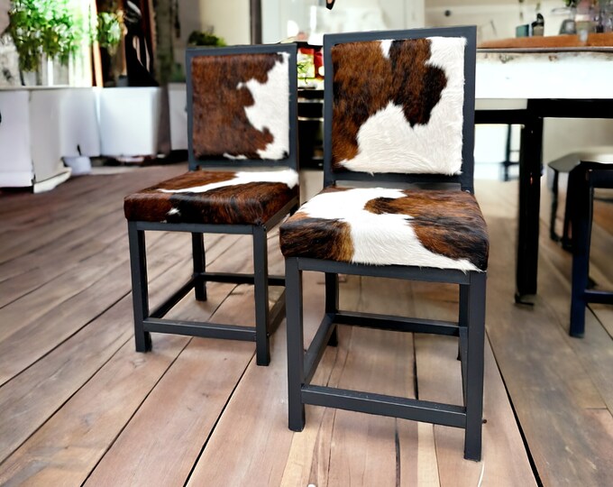 Classic Cowhide Arm Chair - Brown + White Cowhide - Brown Leather - Etsy