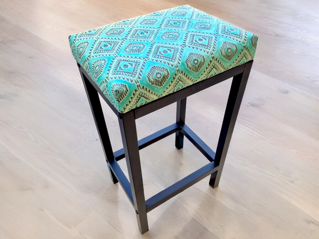 Turquoise Leather Navajo | Aztec Leather Bar Stool / Counter Stool ...