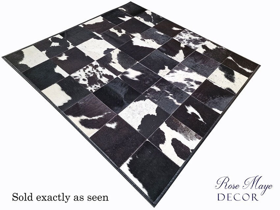 Cowhide Rug - Black and White Cowhide Patchwork Area Rug - SOLD AS SEEN ...