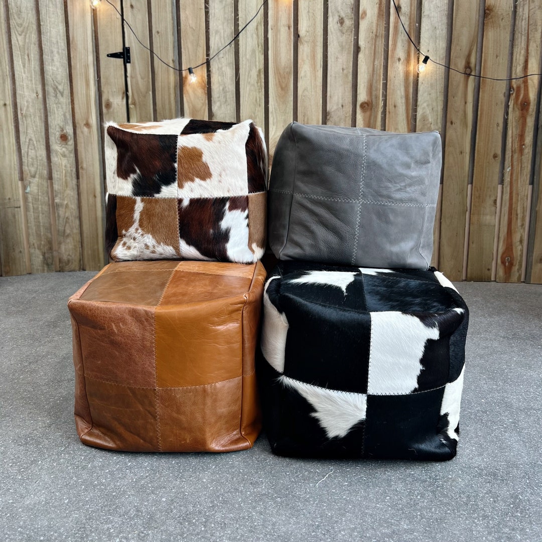 Cowhide Foot Stool / Beanbag / Pouf Handmade 16 X 16 X 16 - Etsy