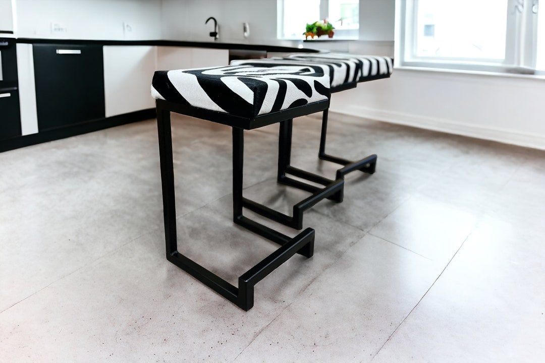 Zebra Print Cowhide Bar Stools CUSTOM-MADE / Bespoke, Counter Top ...