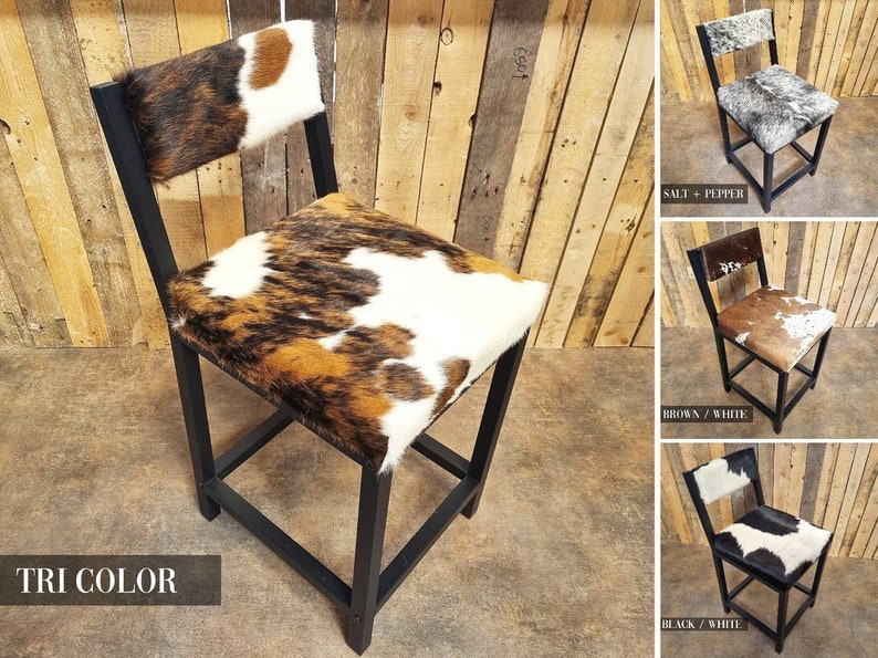Cowhide Bar Stool / Cowhide Counter Stool With Backs FP BK - Etsy