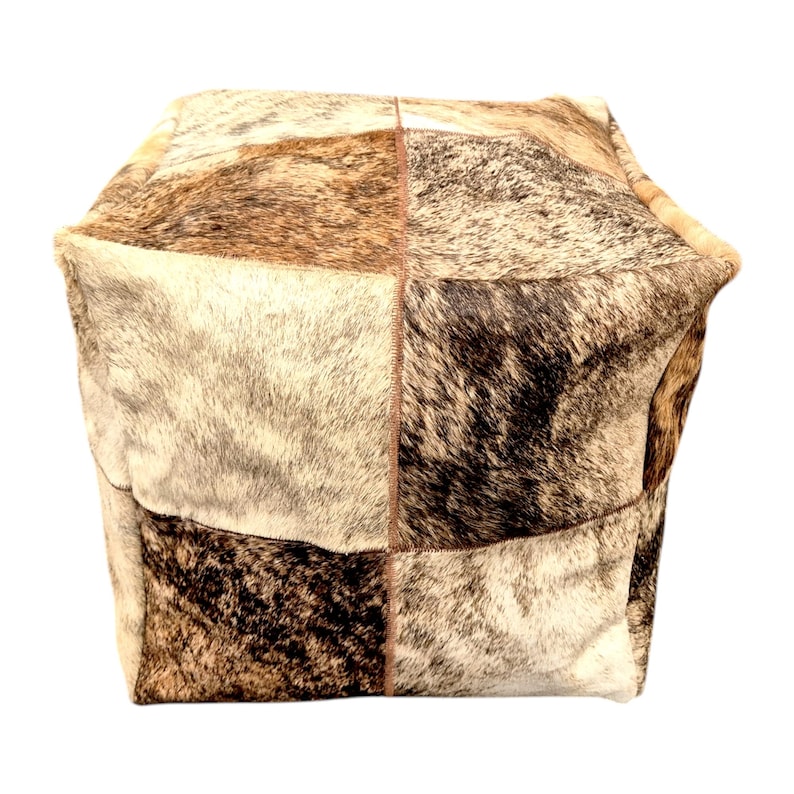 Genuine Cowhide Patchwork Bean Bag Cube Handmade in Beige Brindle ...