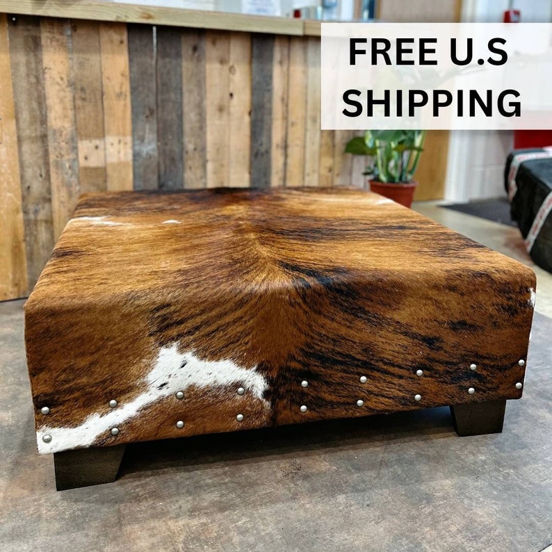 Handmade Genuine Cowhide Ottoman, Customisable in a Colour and Size of ...