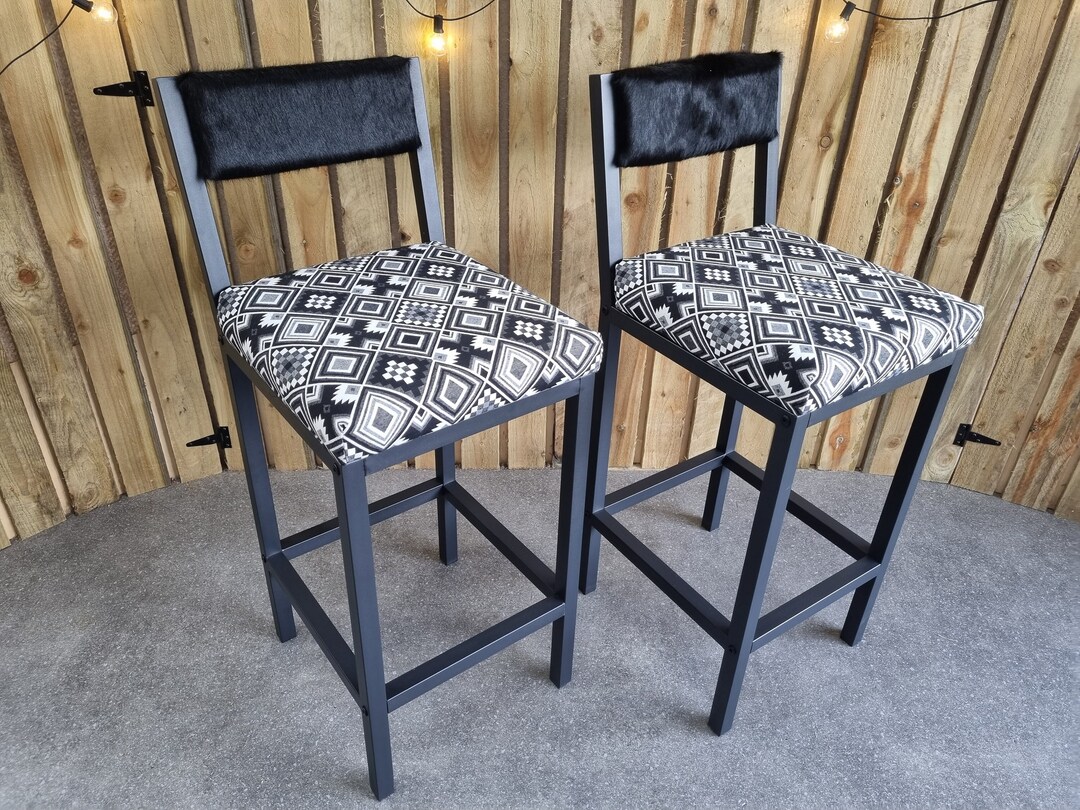 Cowhide Bar Stool Cowhide Counter Stool With Backs Aztec - Etsy