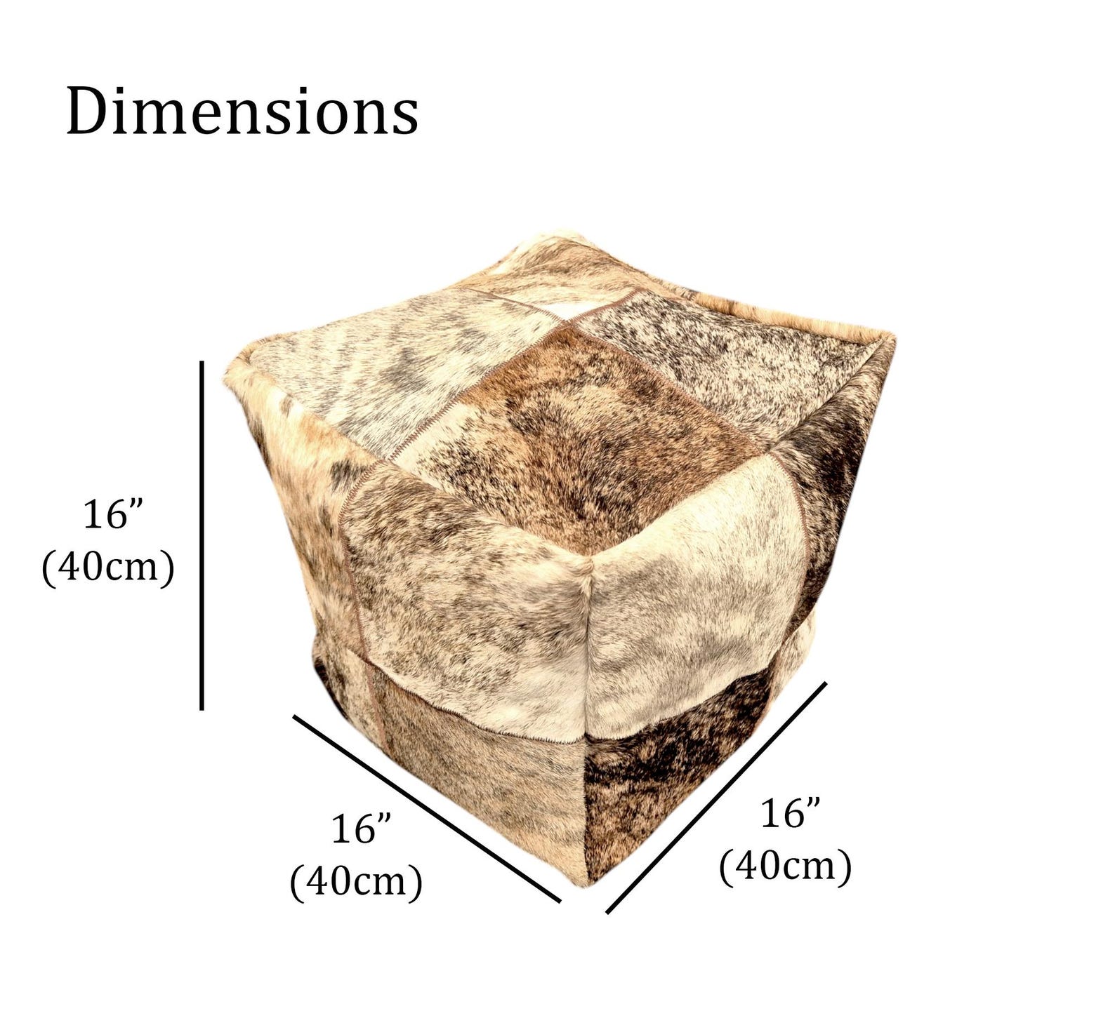 Genuine Cowhide Patchwork Bean Bag Cube Handmade in Beige Brindle ...