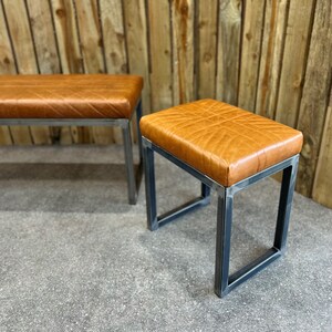 Vintage Tan Leather Bench / Union Jack Genuine Distressed Leather ...