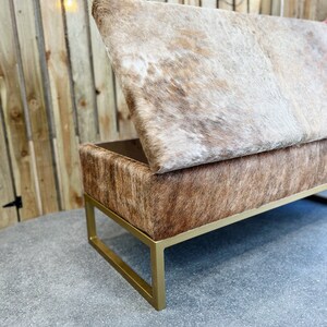 The Liberty Cowhide and Steel Storage Ottoman / Storage Chest Handmade ...