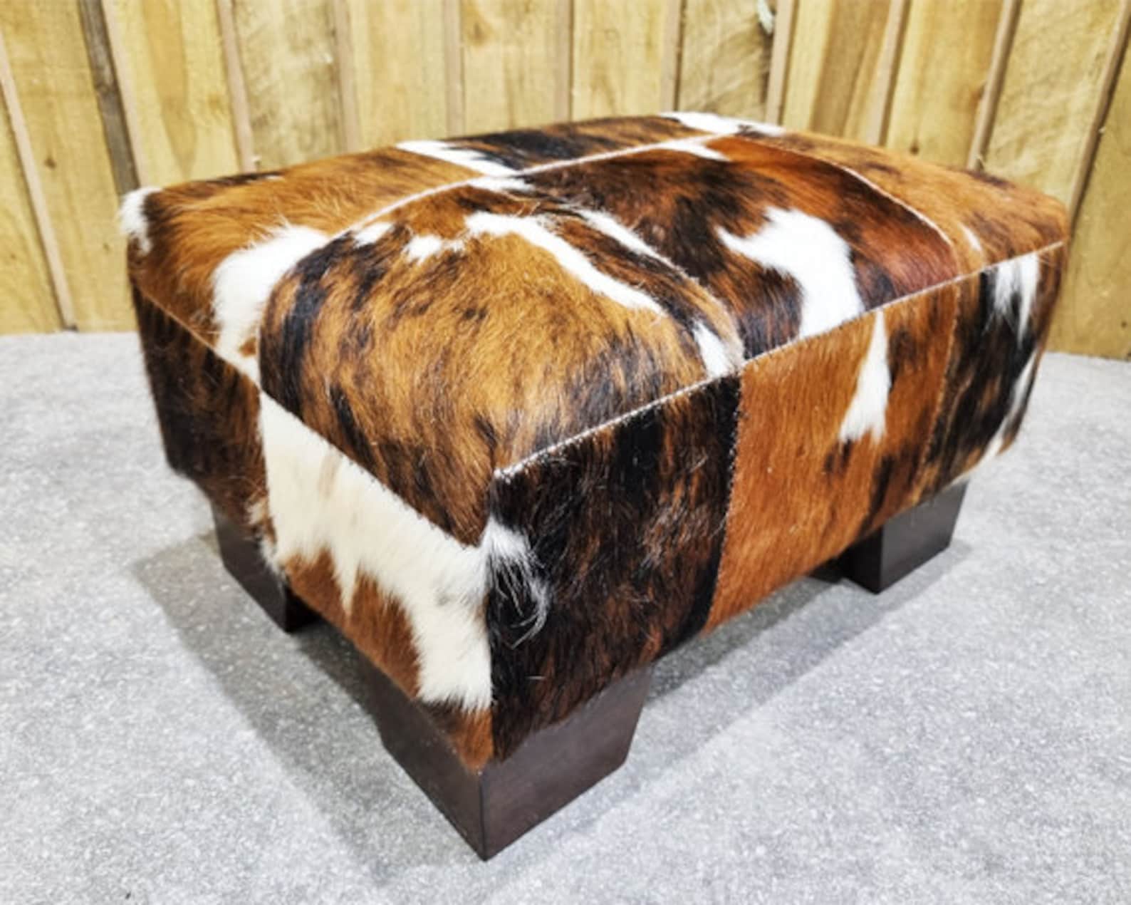 Genuine Cowhide Foot Stool - Choose From 6 Color Options Available ...