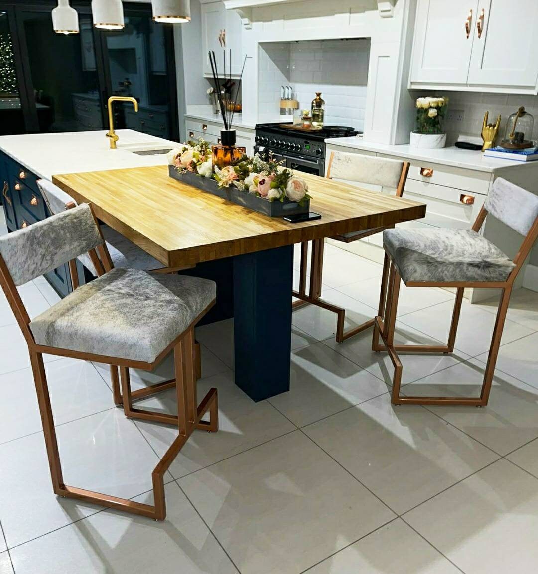 Genuine Cowhide Bar Stools/ Bar Chairs XL King Size With Copper Frames ...