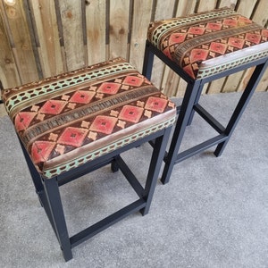 Counter Stool / Bar Stool Genuine Leather Aztec Embossed - Various Seat ...