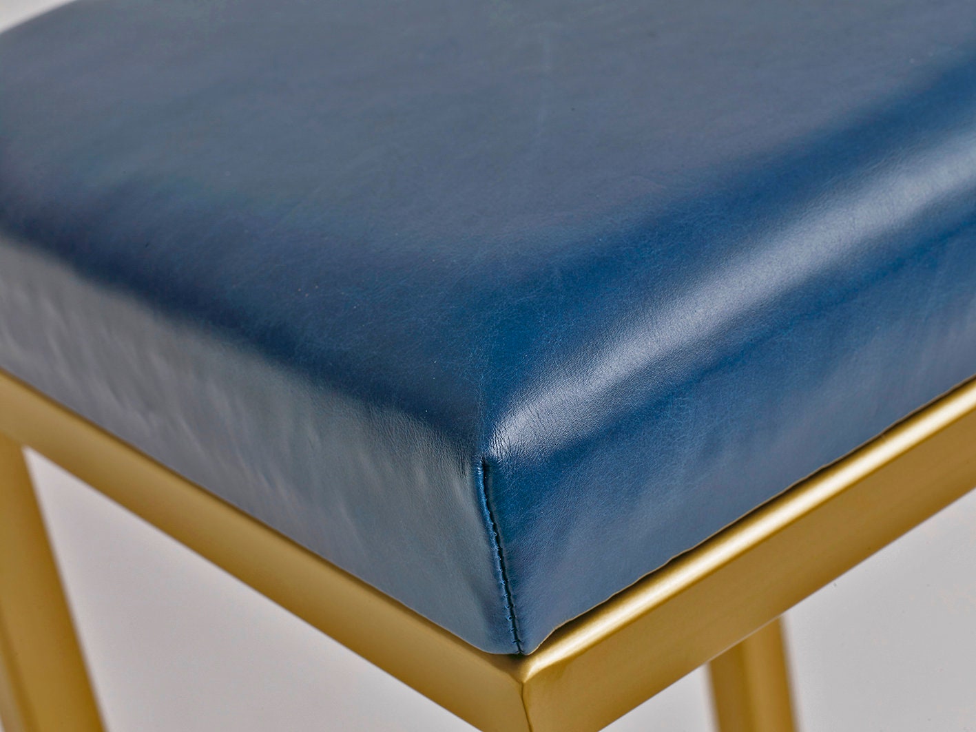 Hand-made Bar Stools in Old Navy Leather / Gold Frames for - Etsy UK