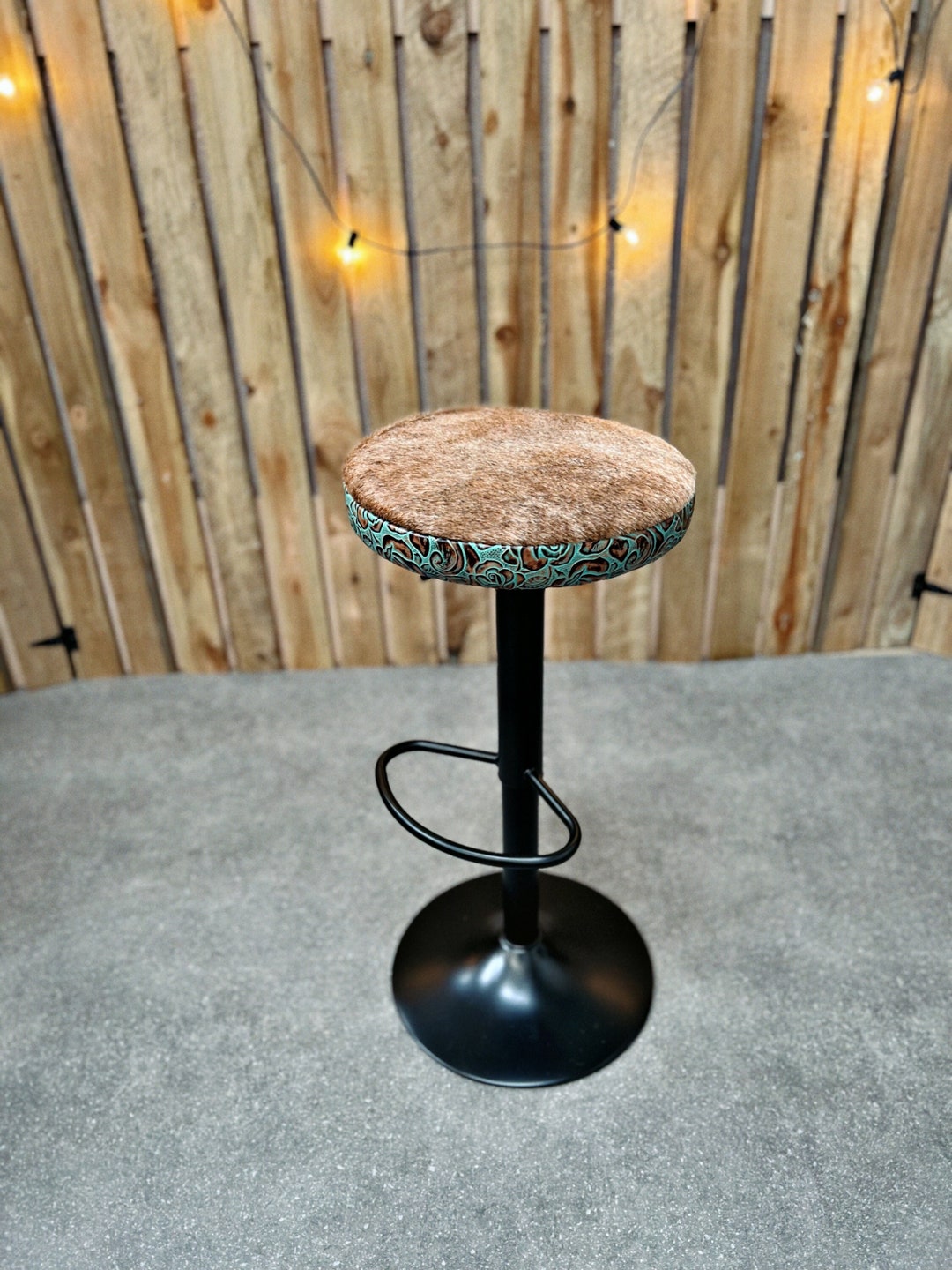 Cowhide and Leather Bar Stools / Counter Stools - Adjustable Height ...