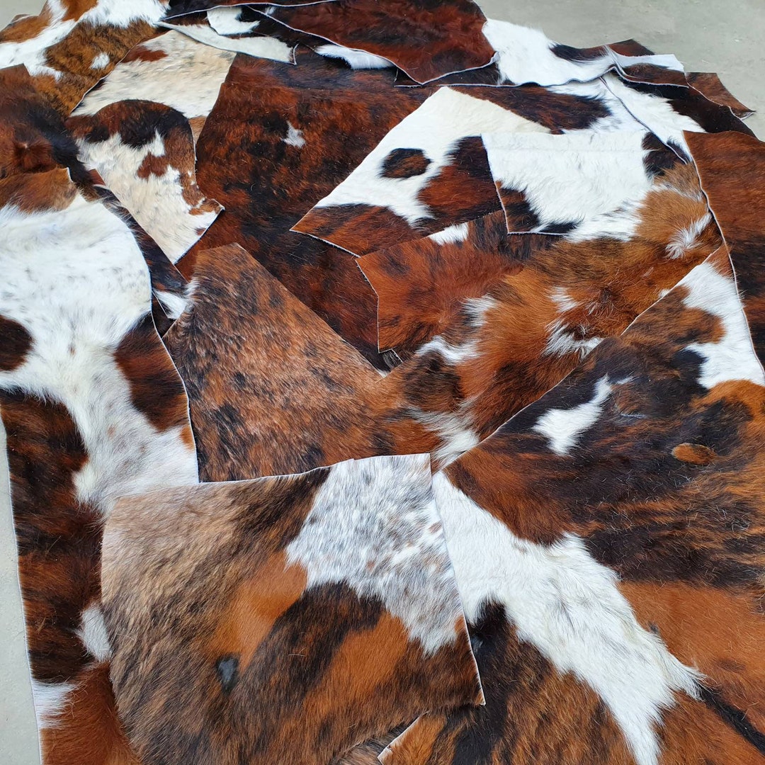 Bulk Quantity of Tri-colour Genuine Cowhide Offcuts 7kg Box (16lbs) for ...
