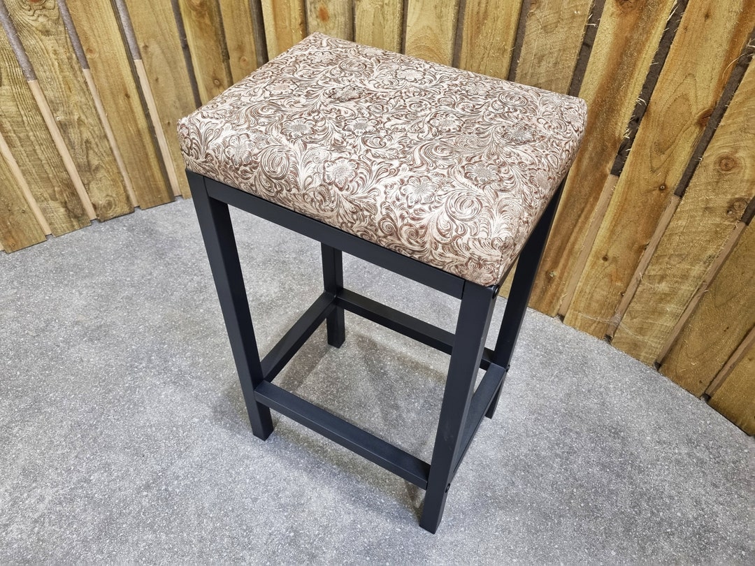 Embossed Leather Bar Stool / Counter Stools / Ivory Chocolate Embossed ...