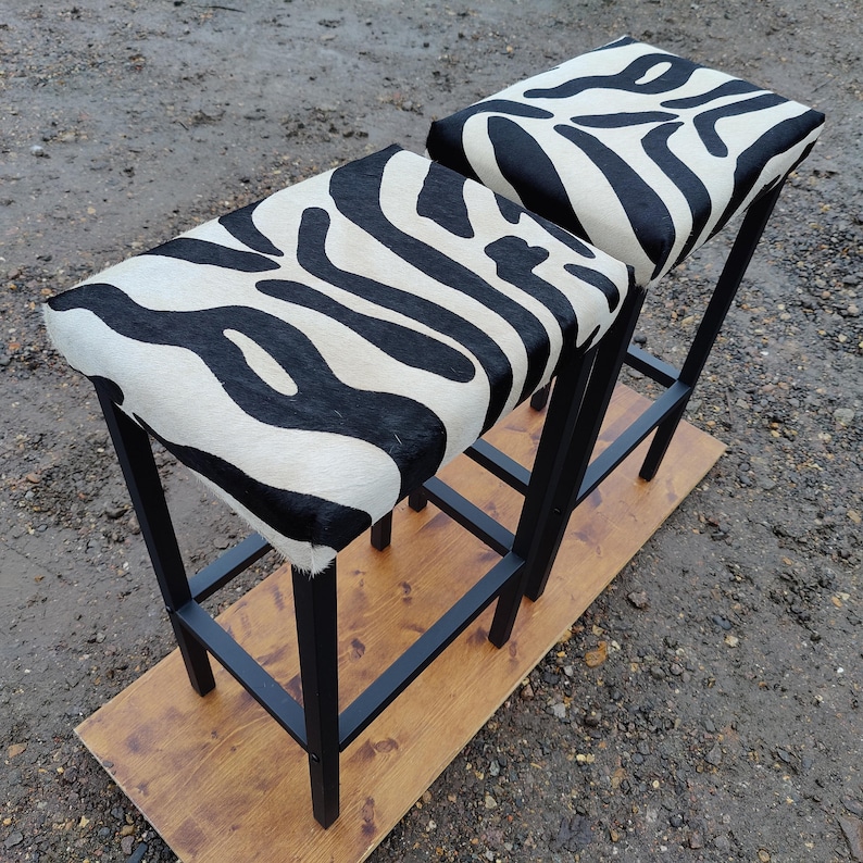 Zebra Style Bespoke Custom-made Cowhide Bar Stool Counter - Etsy