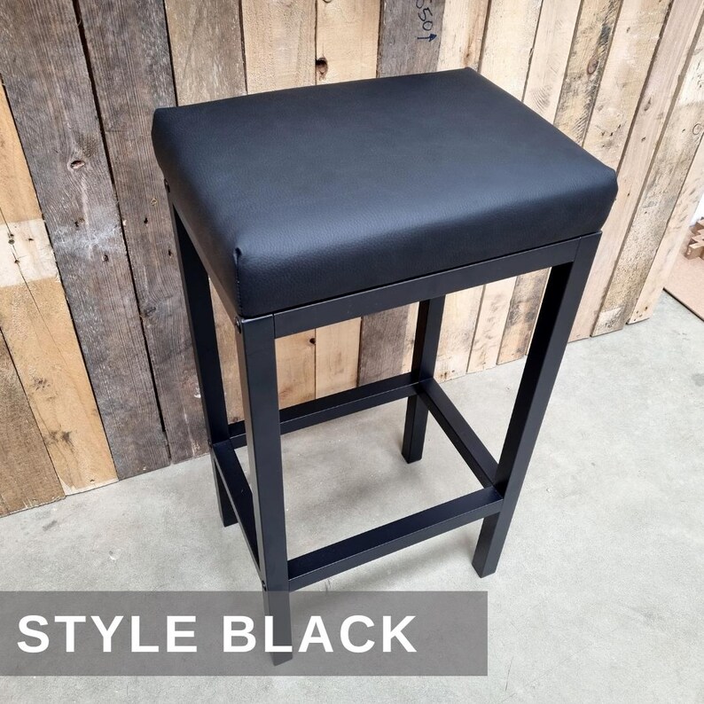 Genuine Leather Bar Stool With Steel Frame, Counter Height Kitchen ...