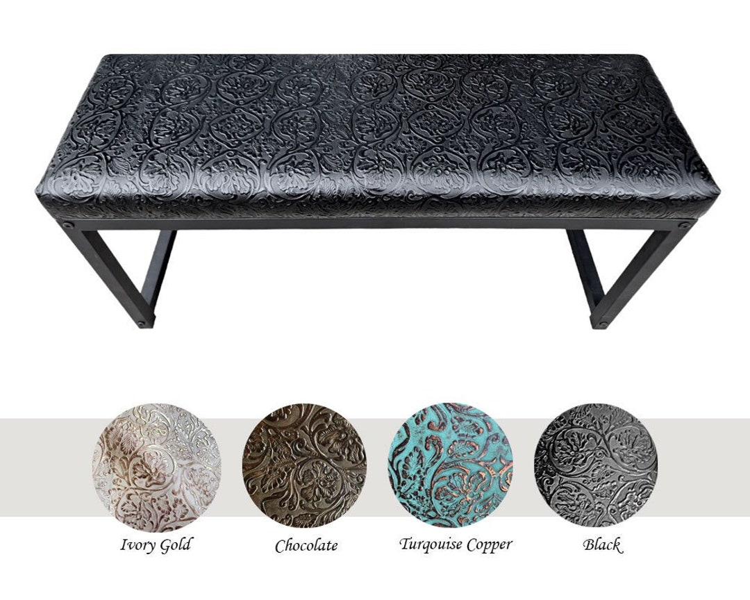 Cowboy Tool Embossed Genuine Leather Bench - Genuine Tooled Leather ...