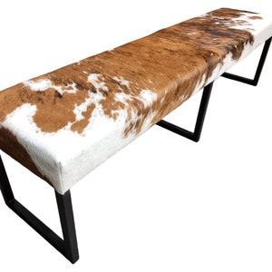 Cowhide Dining Table Bench / Cowhide Bench - 70" or 60" Wide - Steel ...