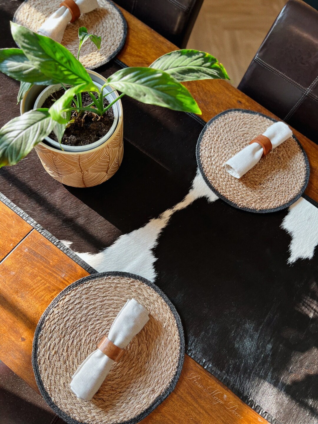Genuine Cowhide Table Runner | Handmade in the UK - Etsy