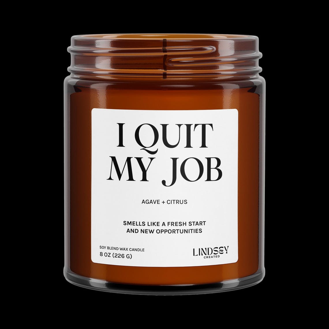 I Quit My Job Candle | Leaving a Job Gift | Agave + Citrus Scented Soy ...