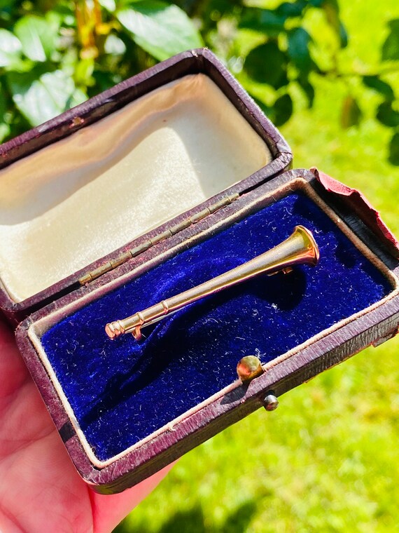 Antique Victorian 9ct Gold Hunters Horn in box. Dated… - Gem