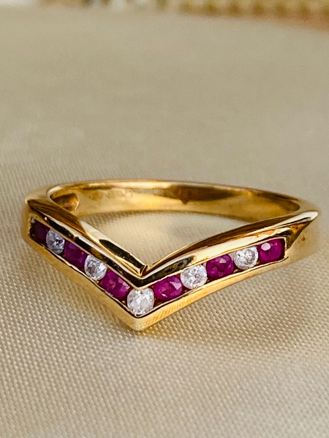 9ct Gold Diamonte and Pink Ruby Ring. Hallmarked 375. Size K. BNIB - Etsy