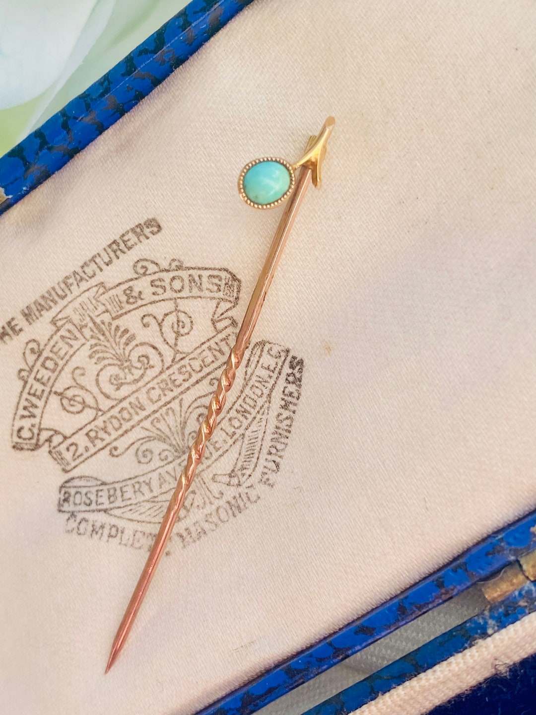 Antique 15ct Gold Turquoise Stick Pin - Etsy