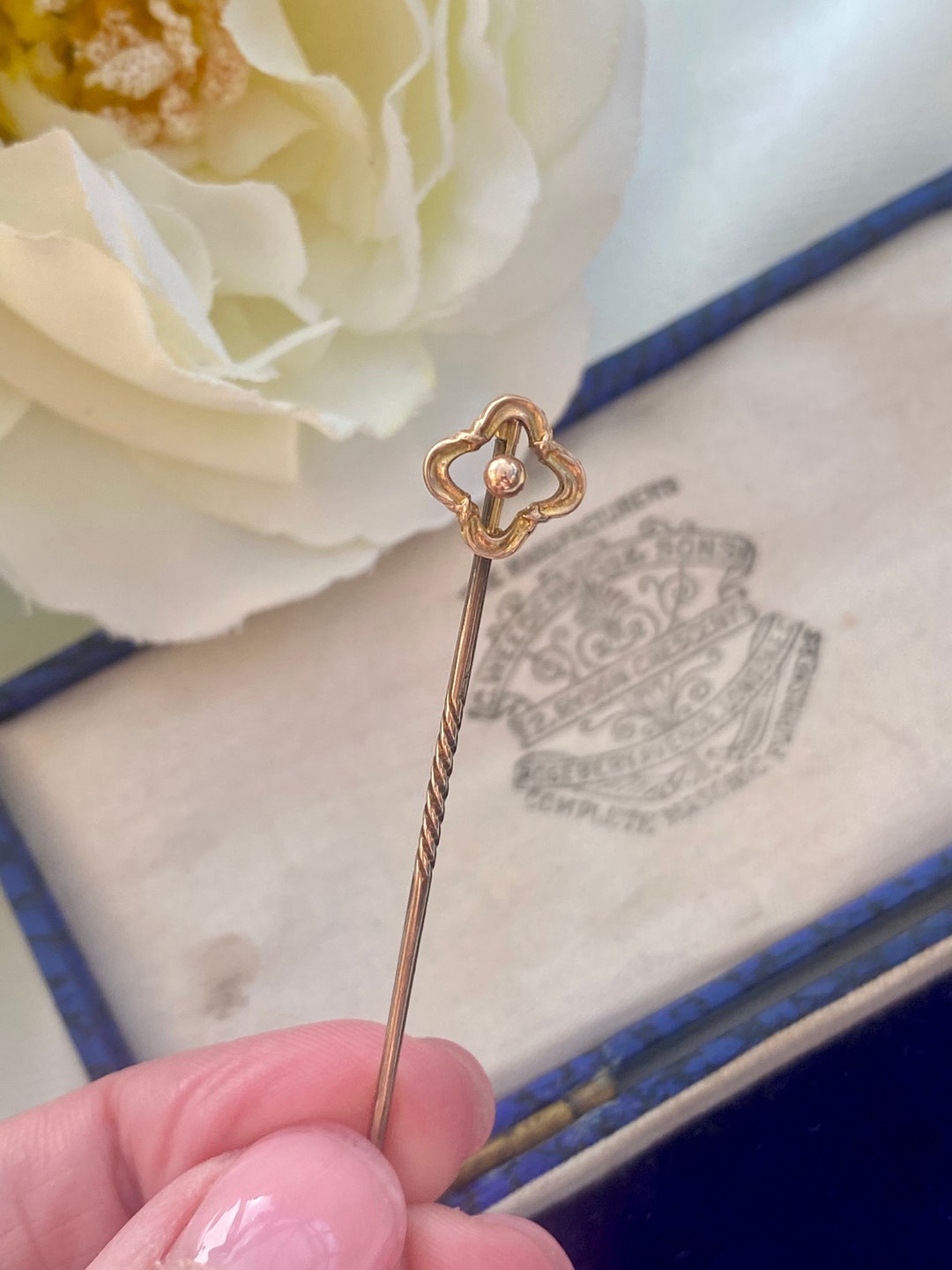 Antique 9ct Gold Clover Stick Pin - Etsy