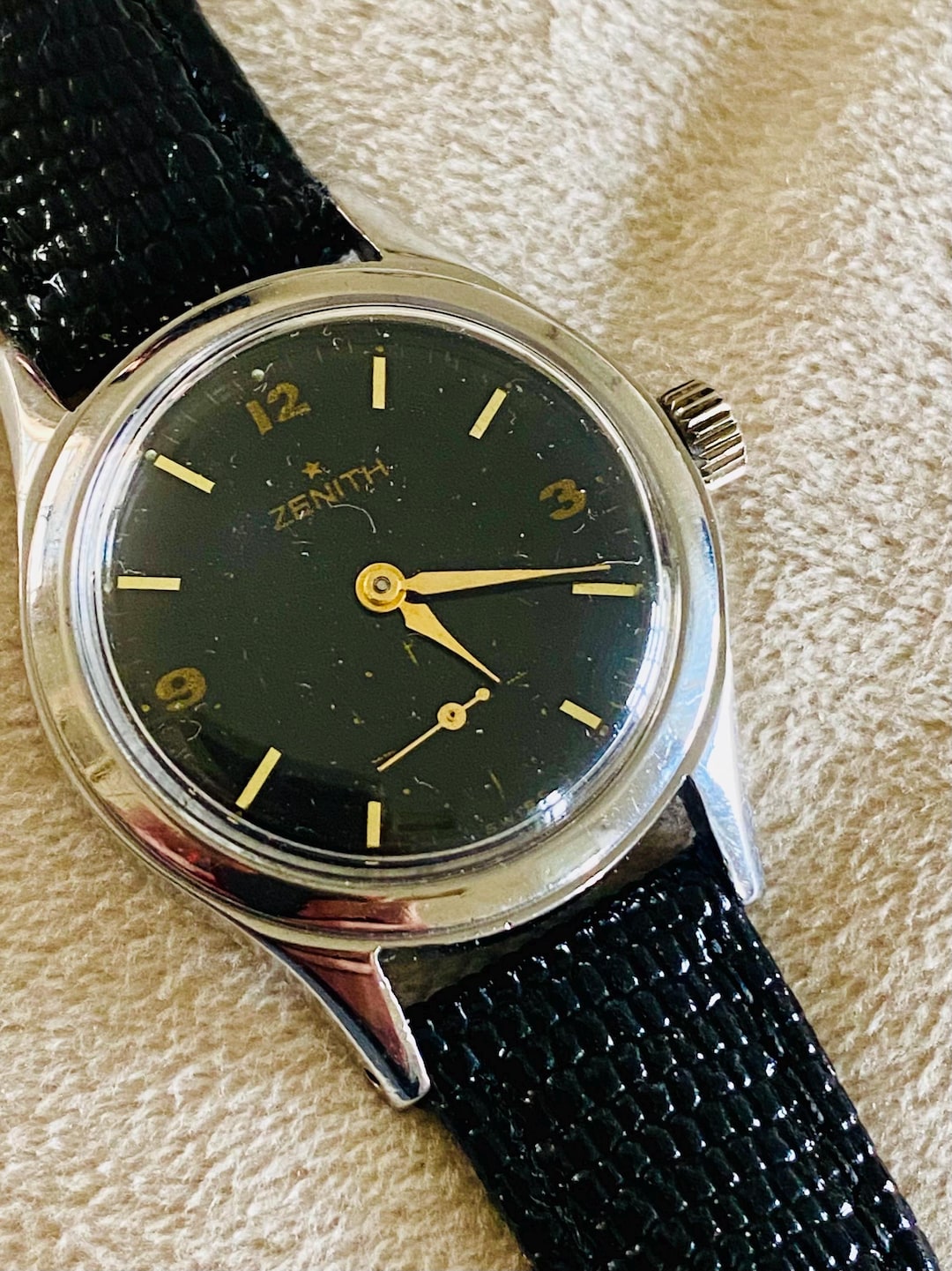 Vintage Zenith Black Dial Watch. Circa 1940s - Etsy