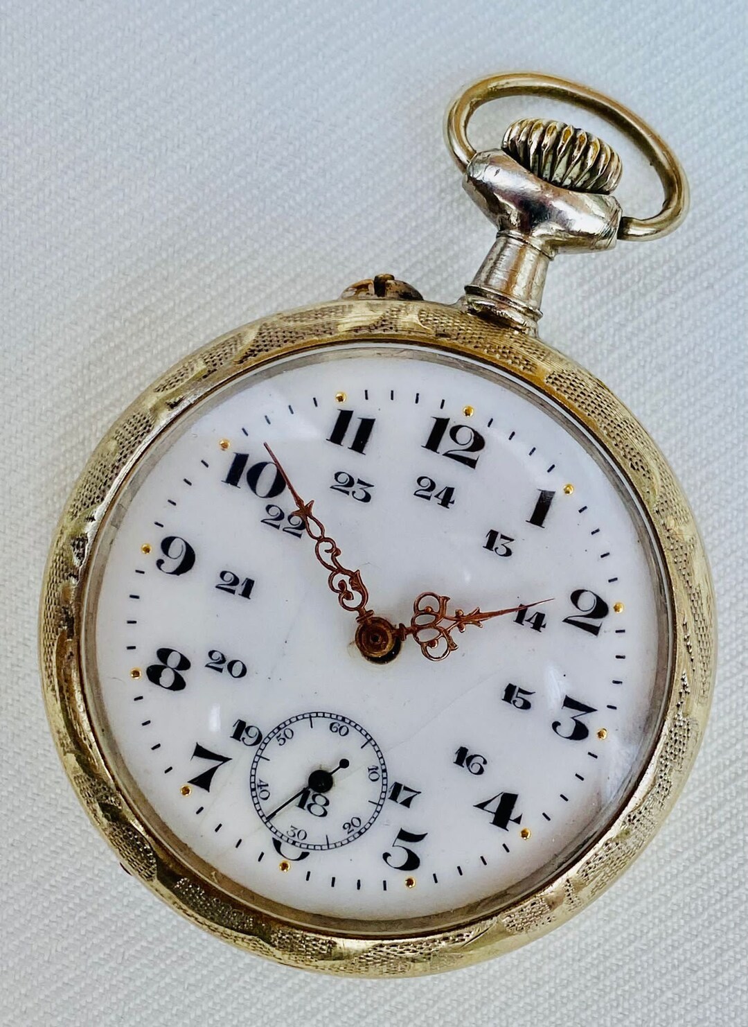 Antique 24 Hour Silver Coloured Ornate Pocket Watch - Etsy