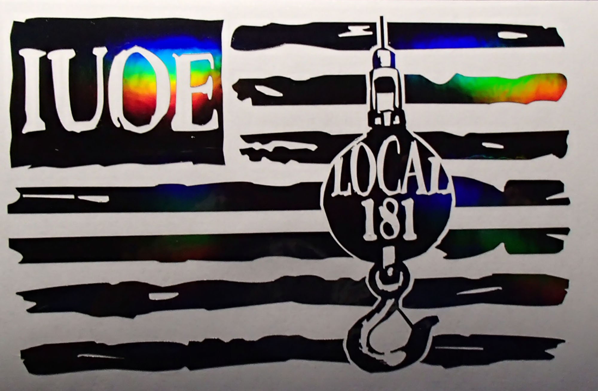 Holographic Black Custom IUOE Number Crane Operator Flag Vinyl | Etsy