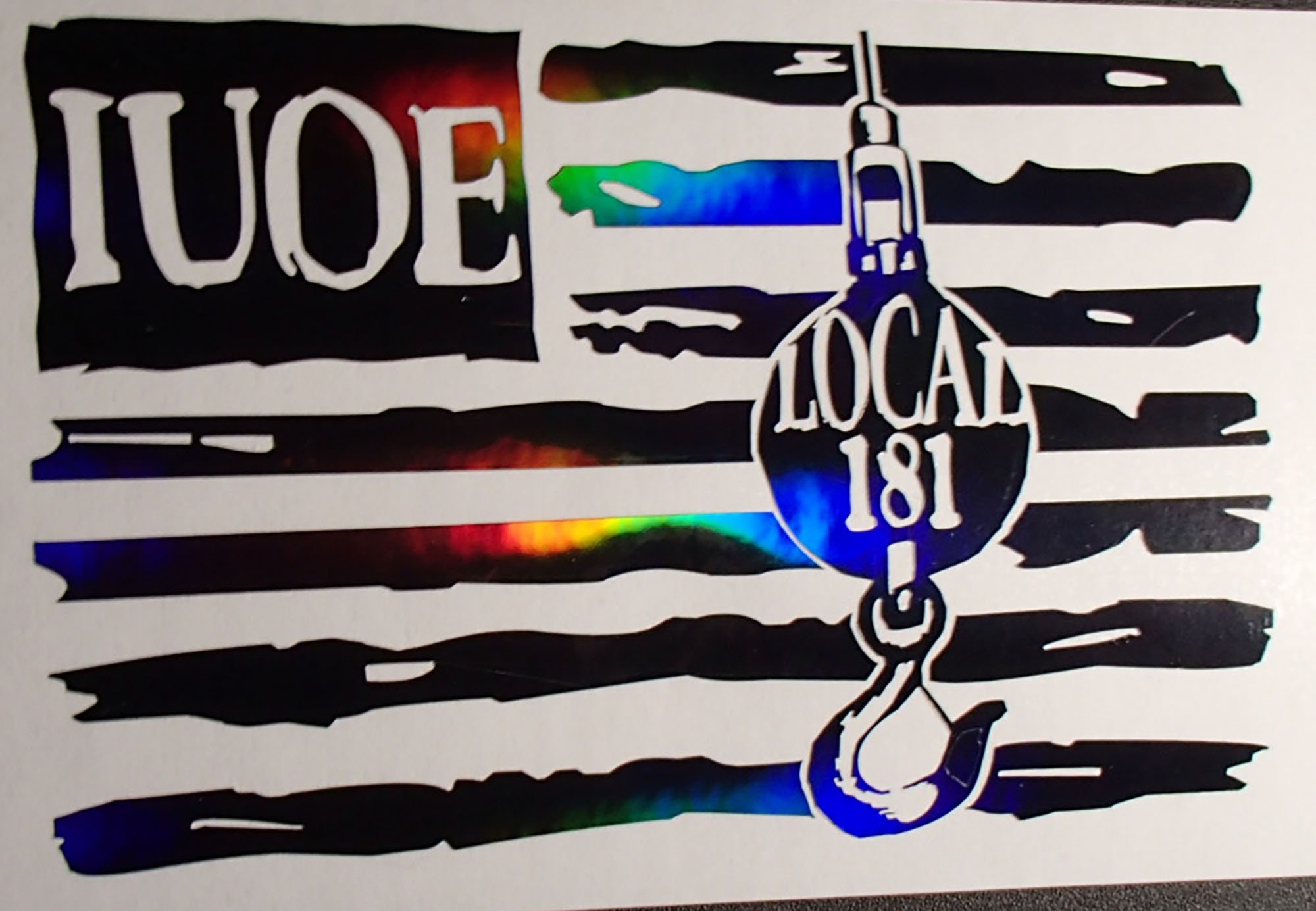 Holographic Black Custom IUOE Number Crane Operator Flag Vinyl | Etsy
