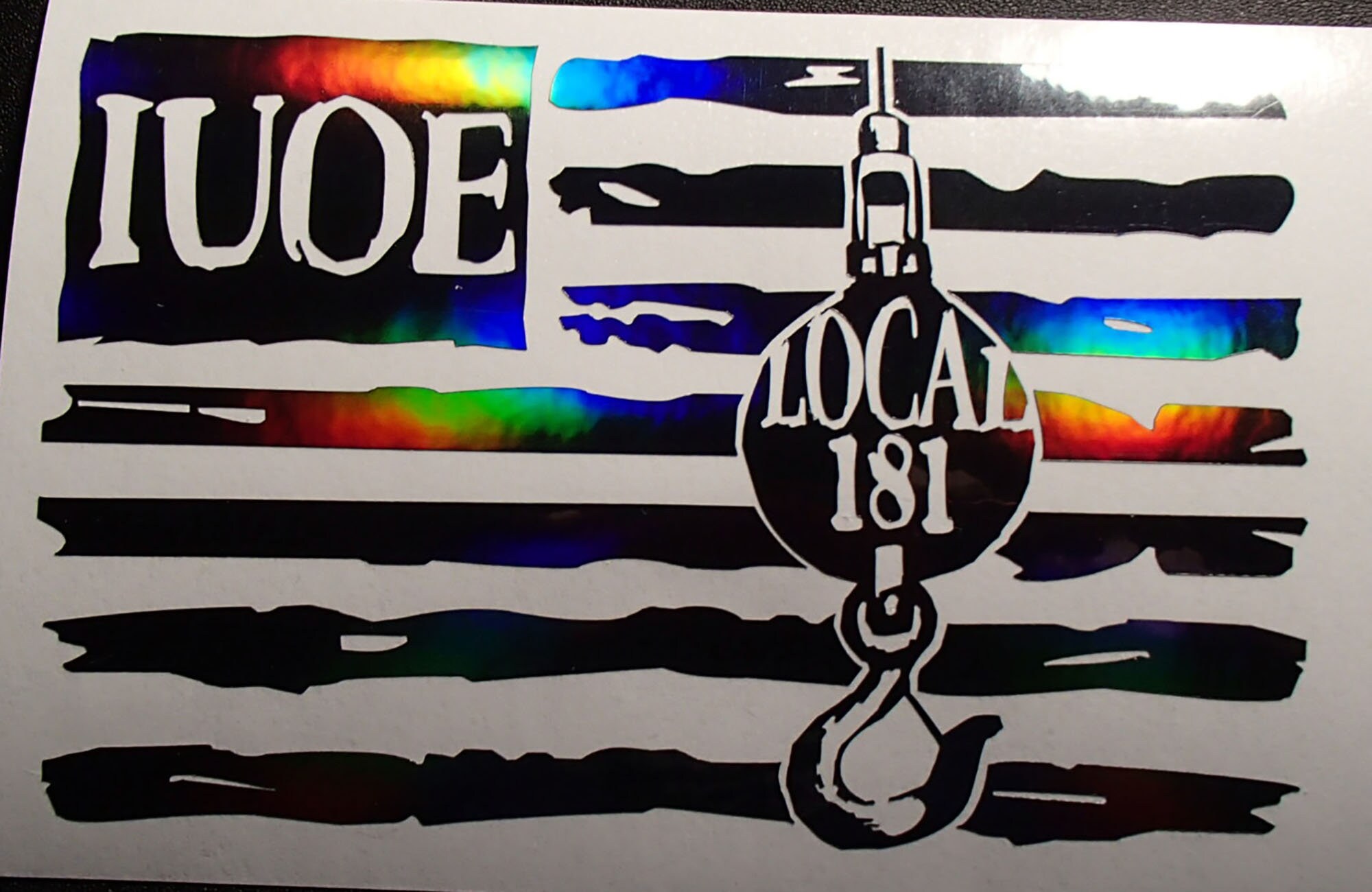 Holographic Black Custom IUOE Number Crane Operator Flag Vinyl | Etsy