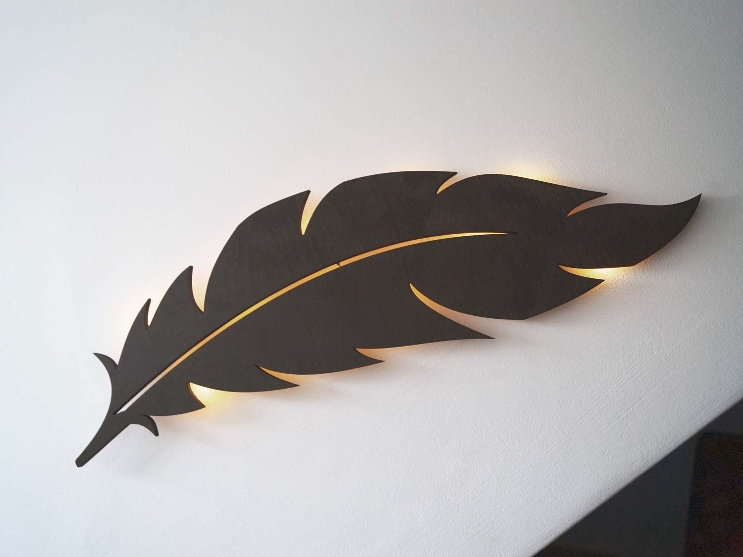 Wand Dekoration Feder Holz Wanddeko XXL Deko Wohnzimmer - Etsy.de