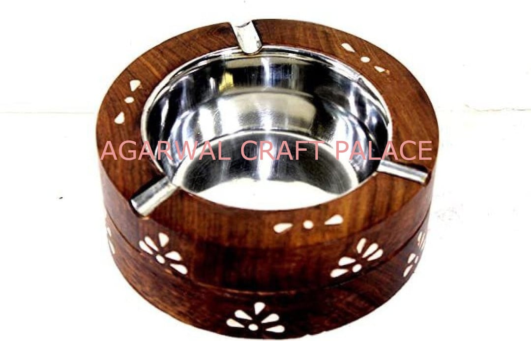 Wooden Cigarette Ashtray, Sheesham Wood Ashtray, Smoke Ash Holder ...