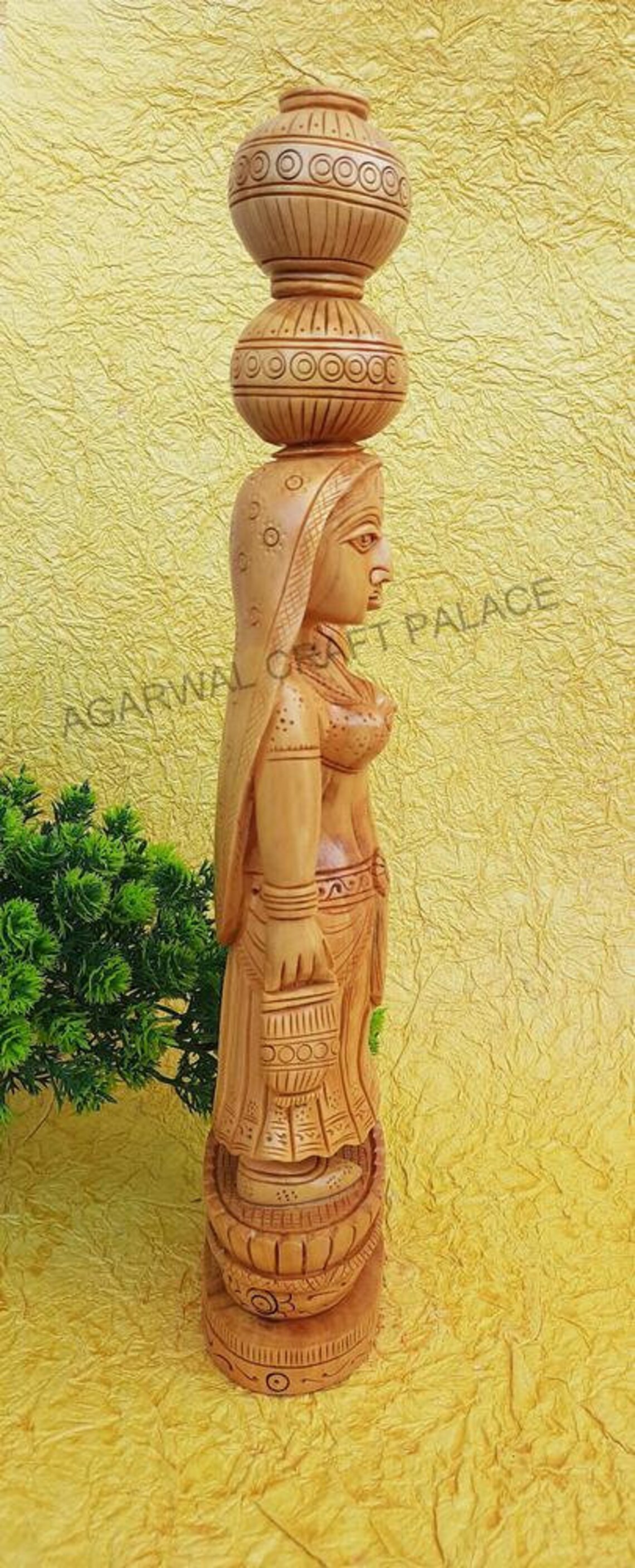 Wooden Panihari, Indian Home Decoratives, Village Woomen Showpiece, Wooden Figurines, Gift Ideas ...