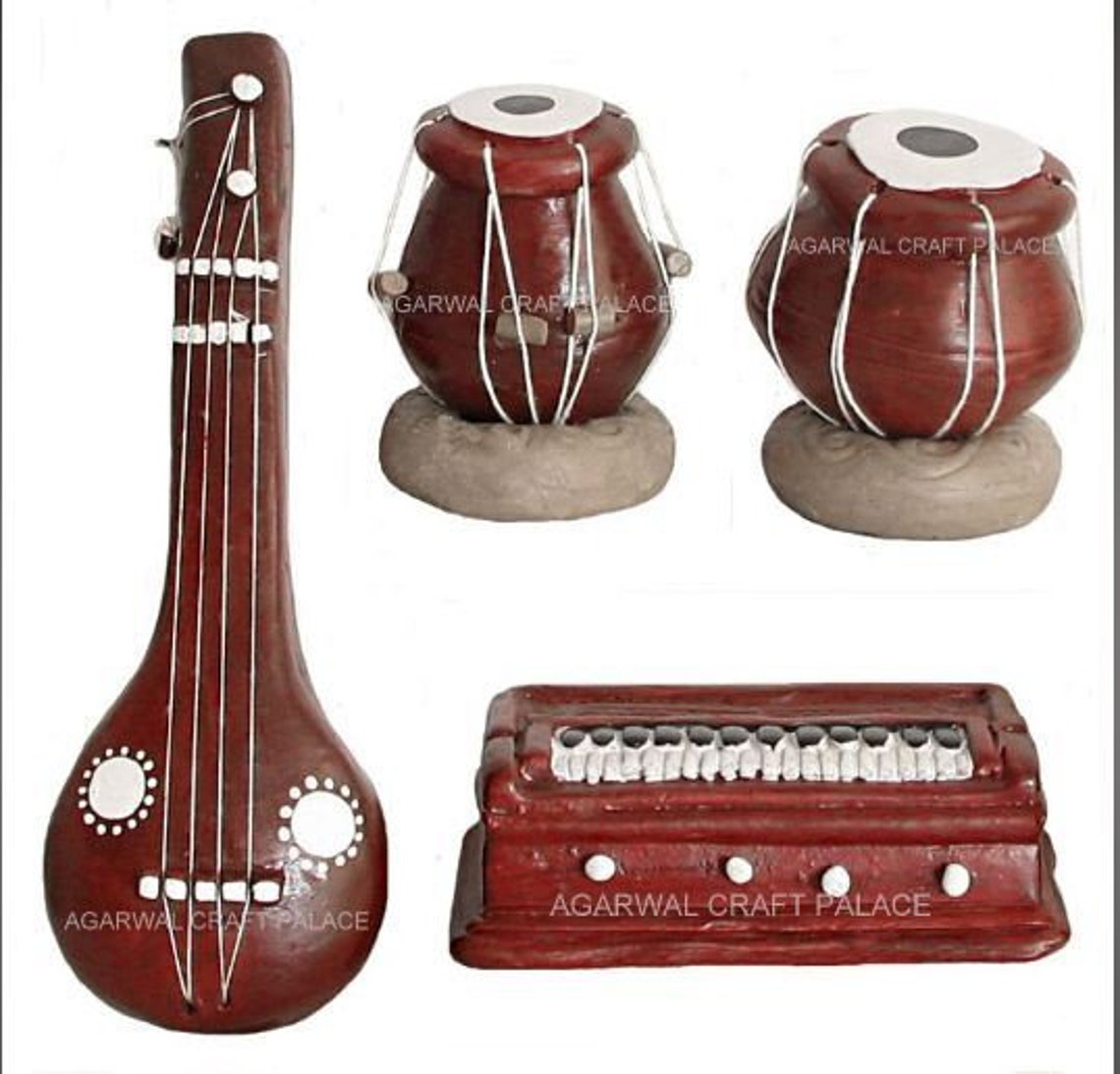 Musical Instruments, Terracotta Clay Miniature Musical Instrument Set ...