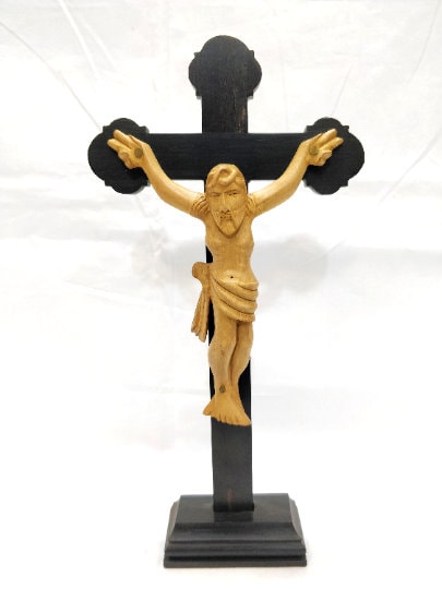 Karungali Wood Jesus Cross, Crucifix, Tau Cross, Hand Carved Catholic ...