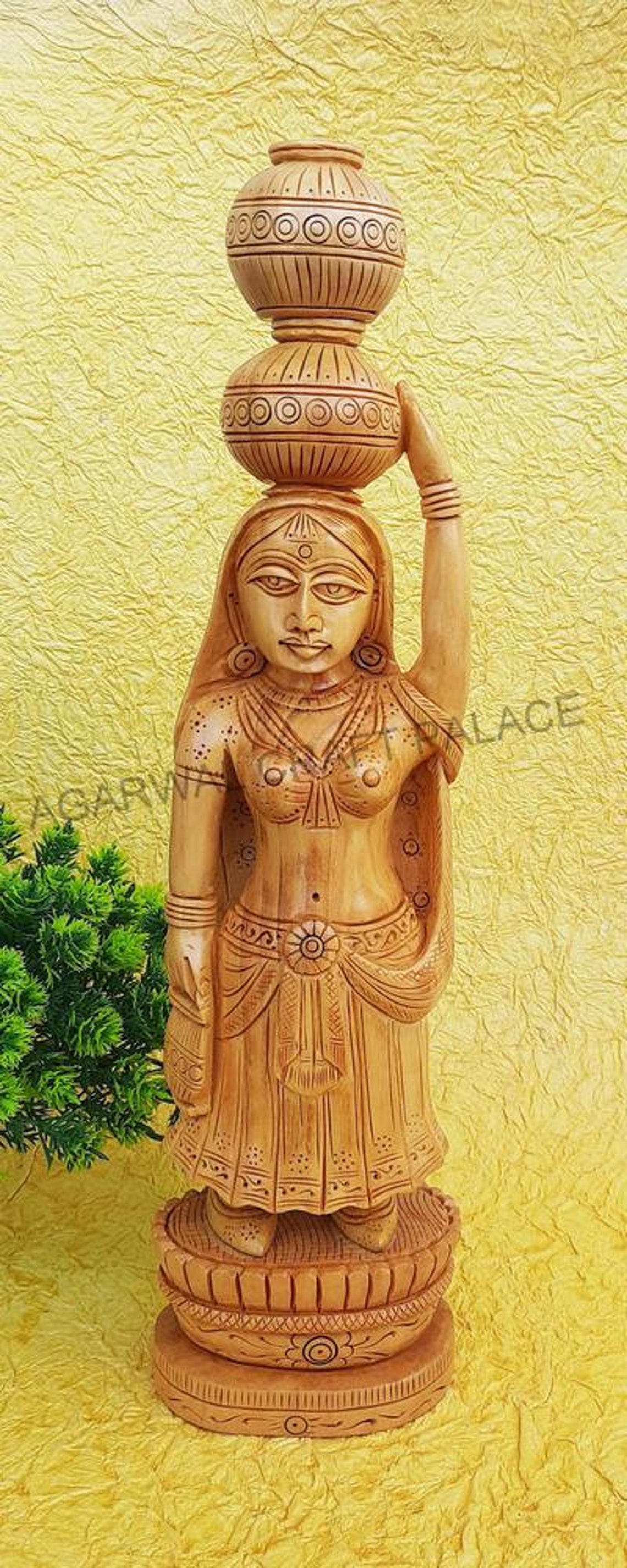 Wooden Panihari Indian Home Decoratives Village Woomen - Etsy