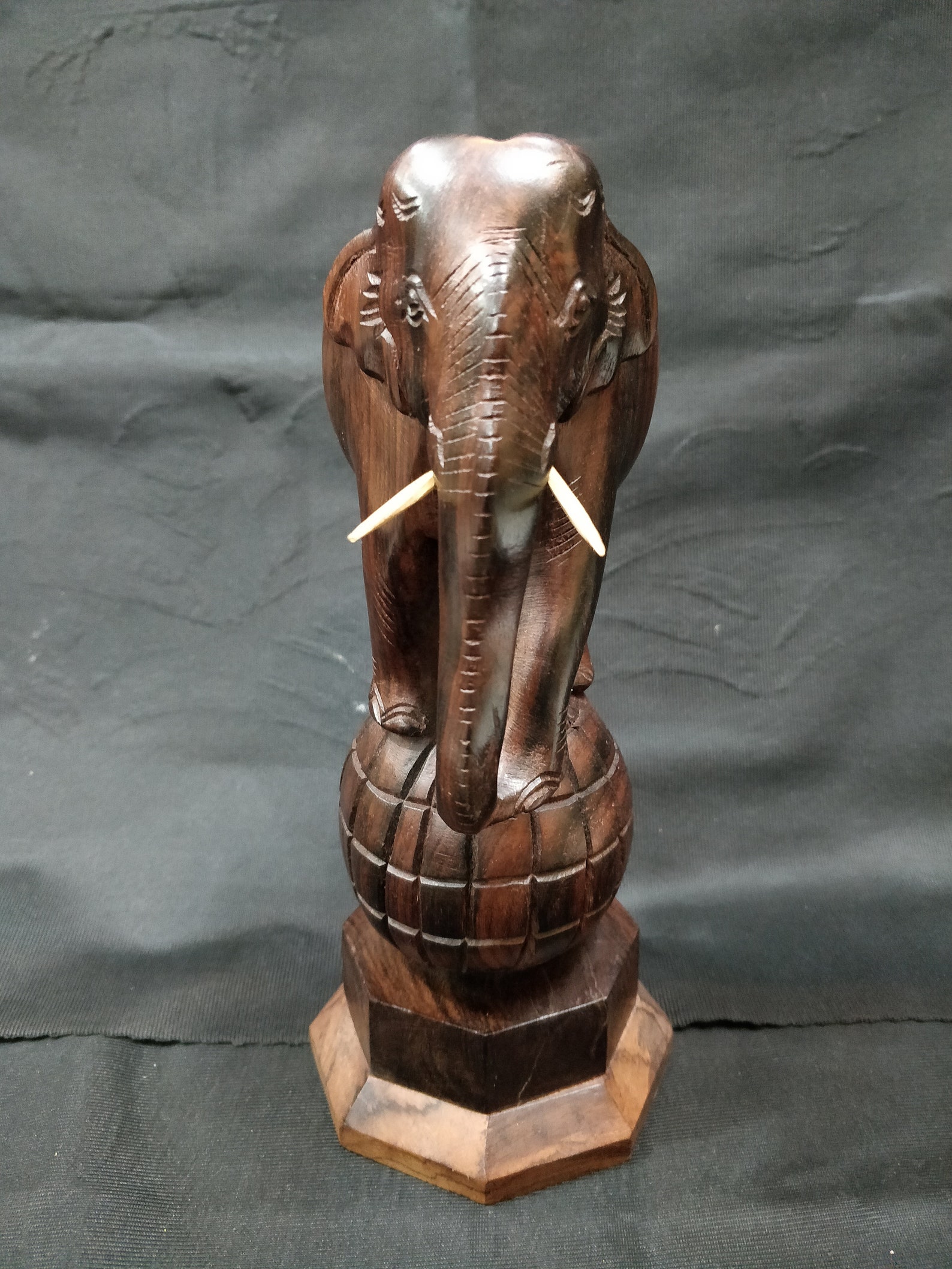 Elephant Statue, Rosewood Elephant, Elephant Dancing on Ball, Circus ...