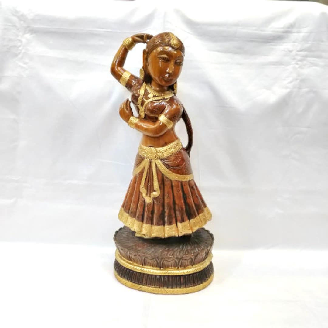 Dancing Lady Sculpture Devadasi Statue Wooden Handcrafted - Etsy